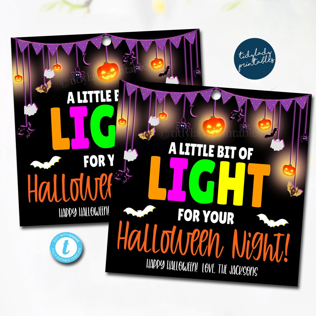 A Little Light for Halloween Night Glow Stick Tag, Glow Stick Party ...
