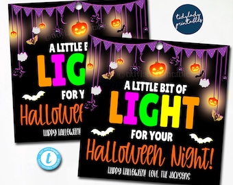 A Little Light for Halloween Night Tag Glow Stick Favor Glow Stick ...