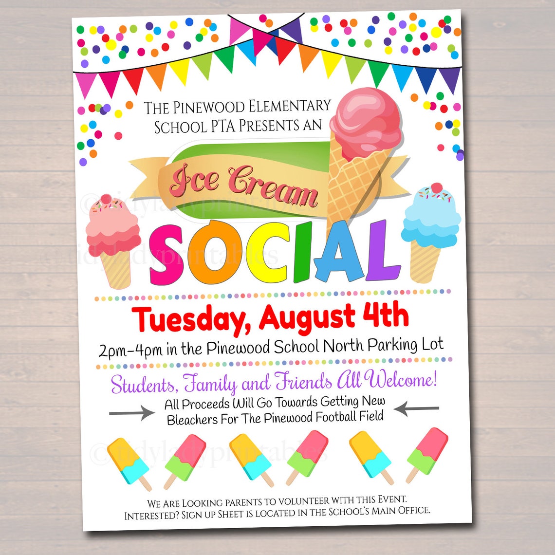 EDITABLE Ice Cream Social Invite Teacher Appreciation - Etsy