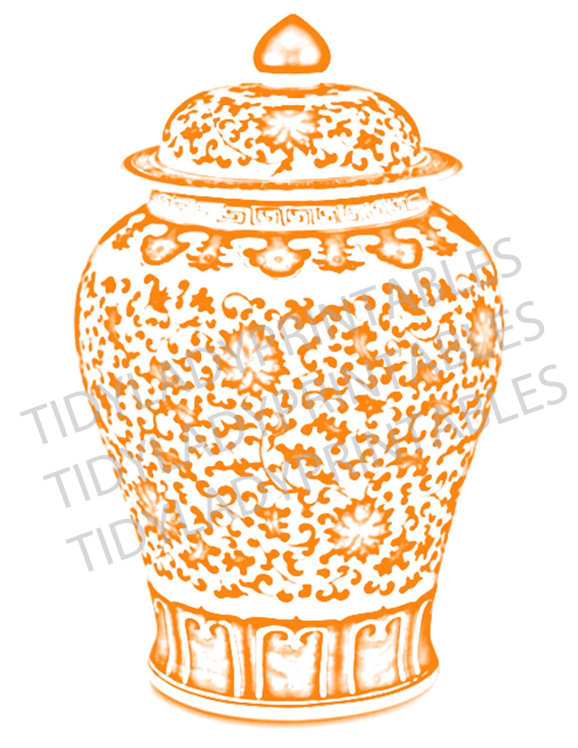 Orange Ginger Jar Digital Art Prints INSTANT DOWNLOAD Orange - Etsy