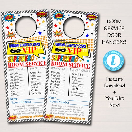 EDITABLE Room Service Door Hanger INSTANT DOWNLOAD Teacher - Etsy