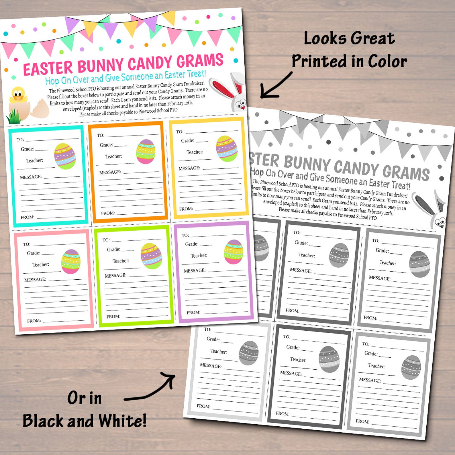 Easter Candy Gram Flyer School Fundraiser Template Easter - Etsy