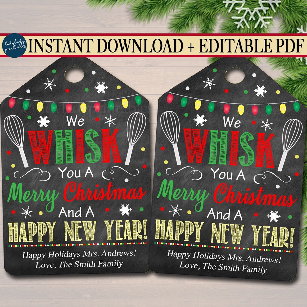 Christmas Gift Tags, We Whisk You a Merry Christmas, Holiday Favor ...