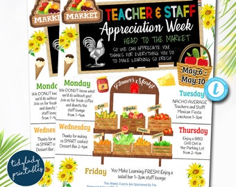 EDITABLE Farmers Market Theme Teacher and Staff Appreciation Week ...