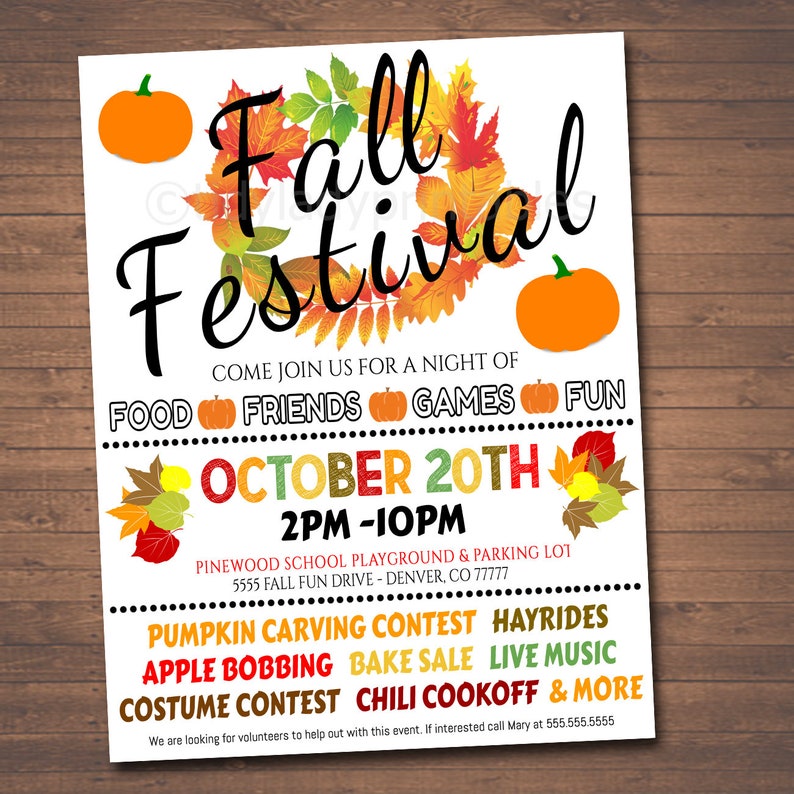 EDITABLE Fall Festival Fall Harvest Flyer/poster Printable - Etsy Canada