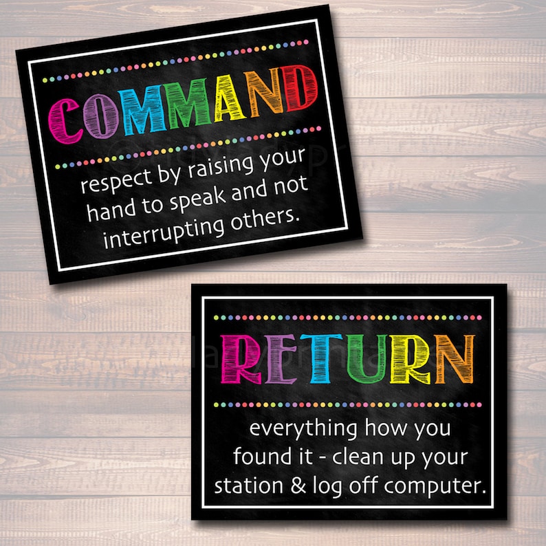 Computer Lab Rules Poster Set: Chalkboard Classroom Decor (instant ...