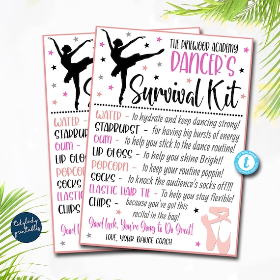 EDITABLE Dancer Survival Kit Printable, Dance Studio Gift, Kids Girl ...
