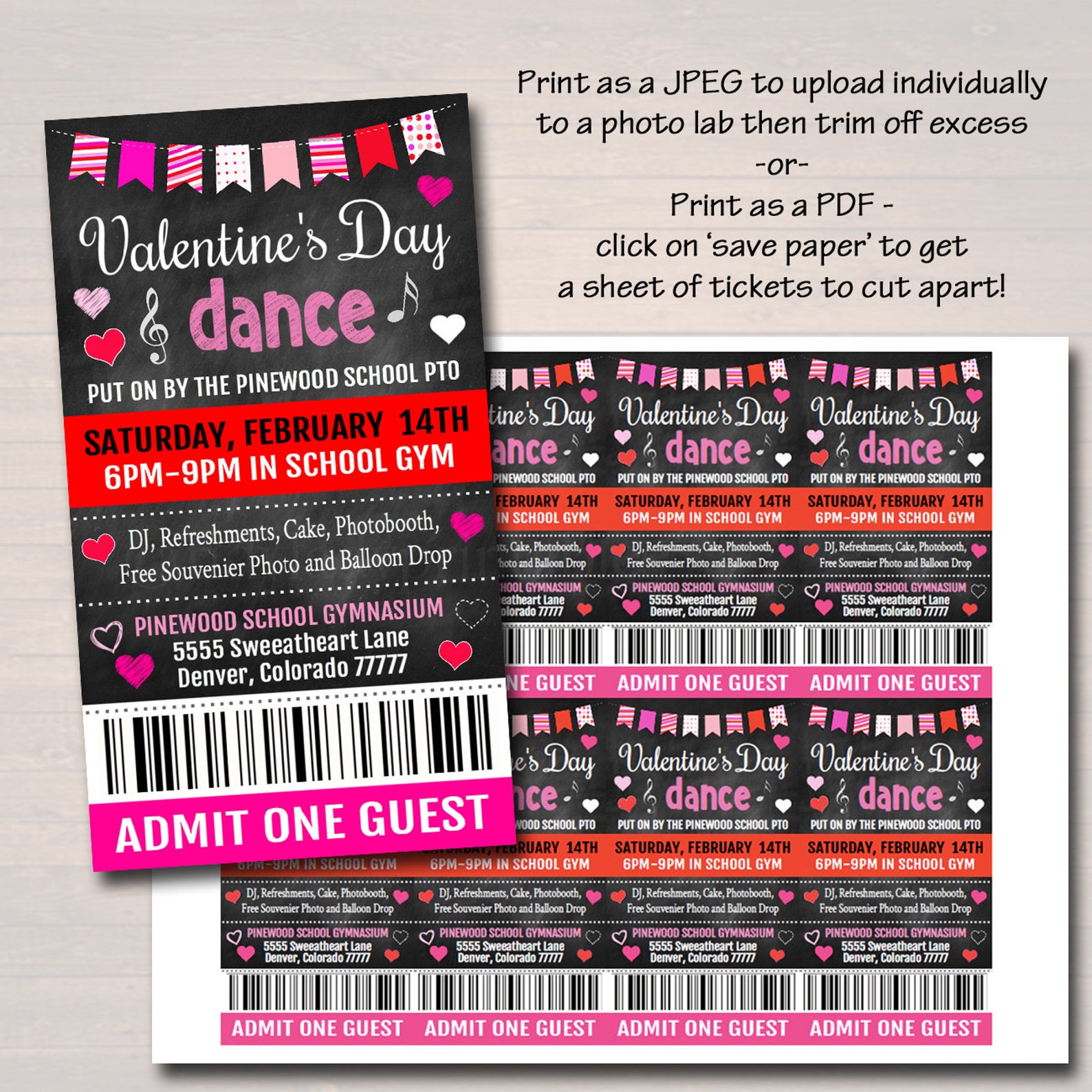 EDITABLE Valentine's Day Dance Set School Dance Flyer - Etsy
