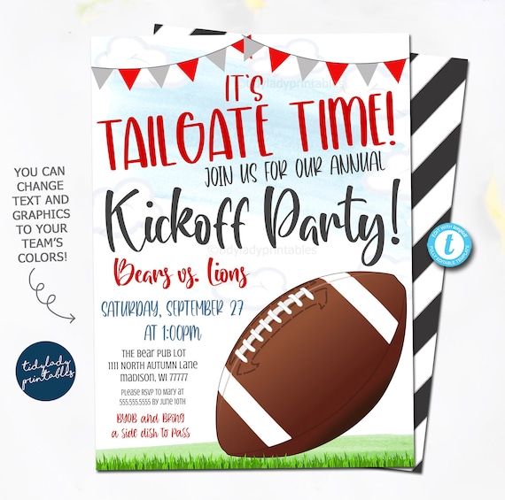 Football Kick Off Party Invitation, Editable Football Party template ...