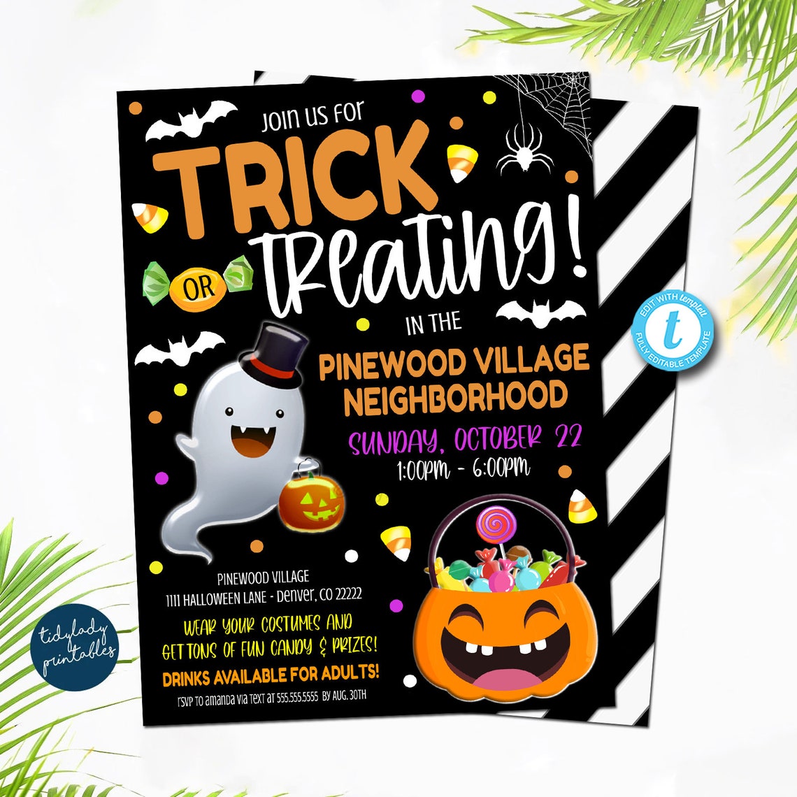 Editable Halloween Trick or Treat Invitation Flyer - Etsy