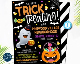 Editable Trick or Treating Flyer, Church Fall Festival Halloween ...