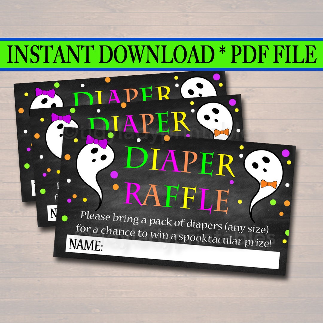 Printable Diaper Raffle Cards Gender Reveal Party, Halloween Invite ...