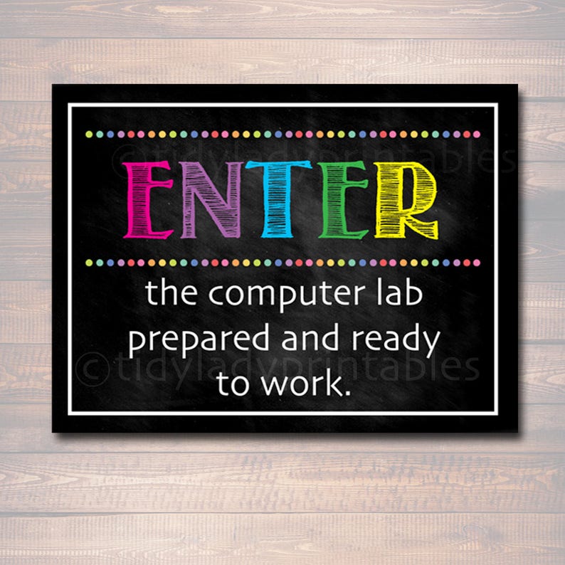 Computer Lab Rules Poster Set: Chalkboard Classroom Decor (instant ...
