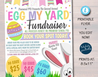 Egg My Yard Fundraiser Flyer, Printable Invite Easter Egg Hunt, School ...