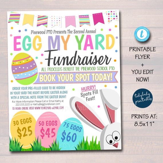 Easter Egg My Yard Fundraiser Flyer, Printable Invite Spring Egg Hunt ...