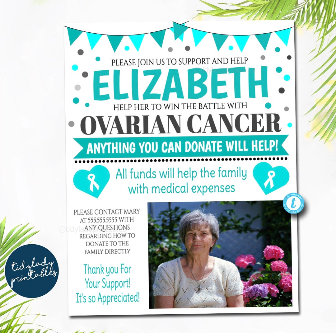 Ovarian Cancer Benefit Fundraiser Flyer, Printable Teal Ribbon Charity ...