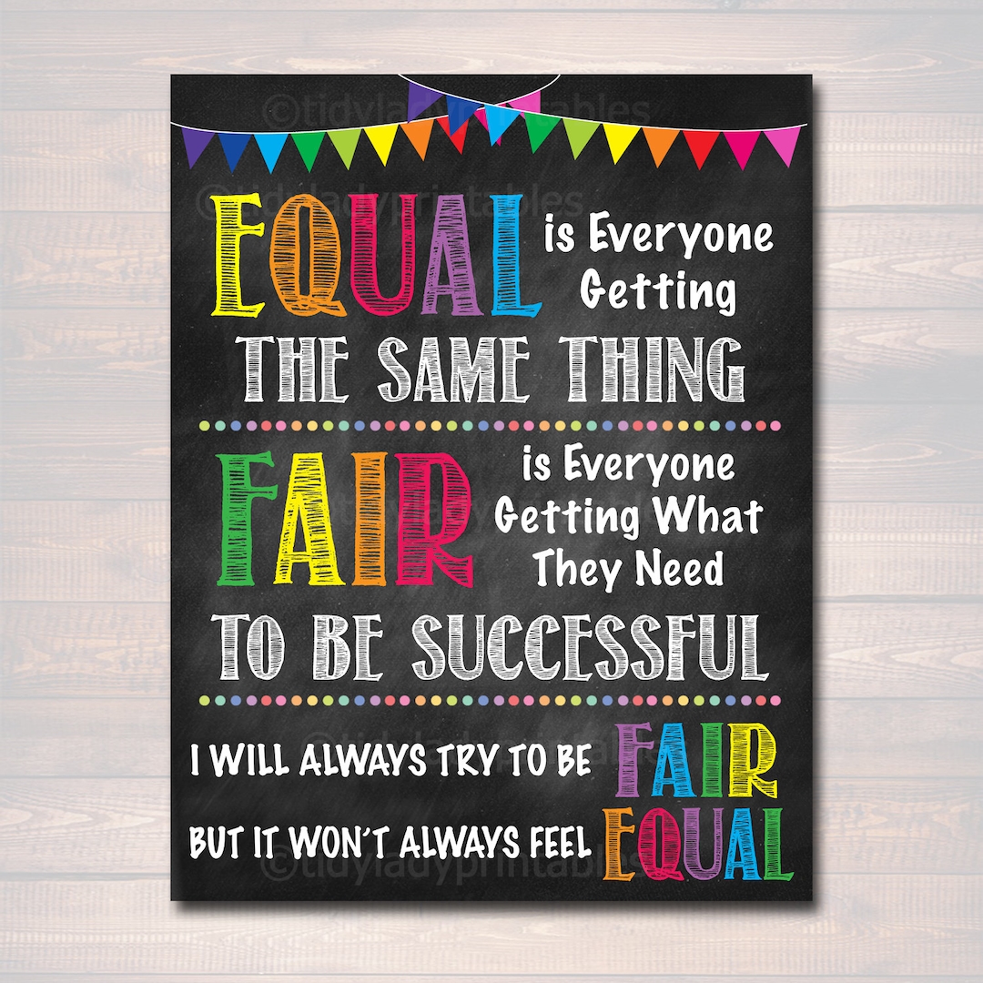 Fair Vs. Equal Classroom Printable Poster, School Counselor Office ...