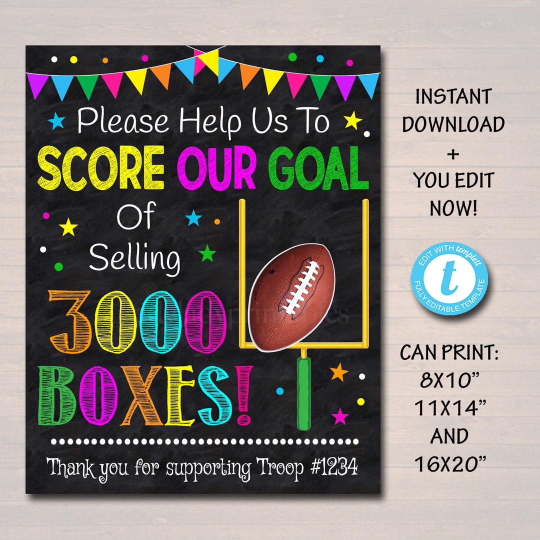 EDITABLE Cookie Booth Fundraiser Goal Poster, Cookie Booth Sign ...