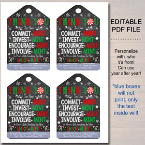 Christmas Mint Tags, Thank You Tags, Volunteer Labels, Printable ...