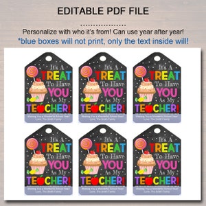 EDITABLE Teacher Printable Sweet Gift Tag Back to School First Day of ...