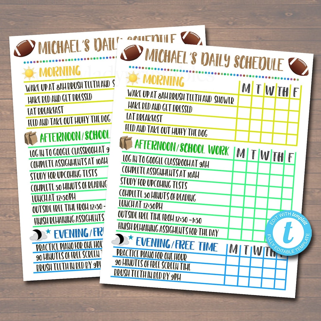 Home School Schedule: Daily Student Planner (editable Template) - Etsy