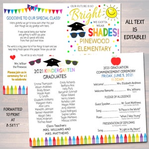 Graduation Ceremony Program Template Kindergarten, Any Grade Elementary ...