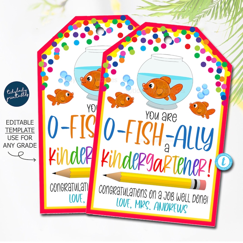 You Are O-fish-ally a Kindergartener Tag O Fish Ally 1st Grad - Etsy