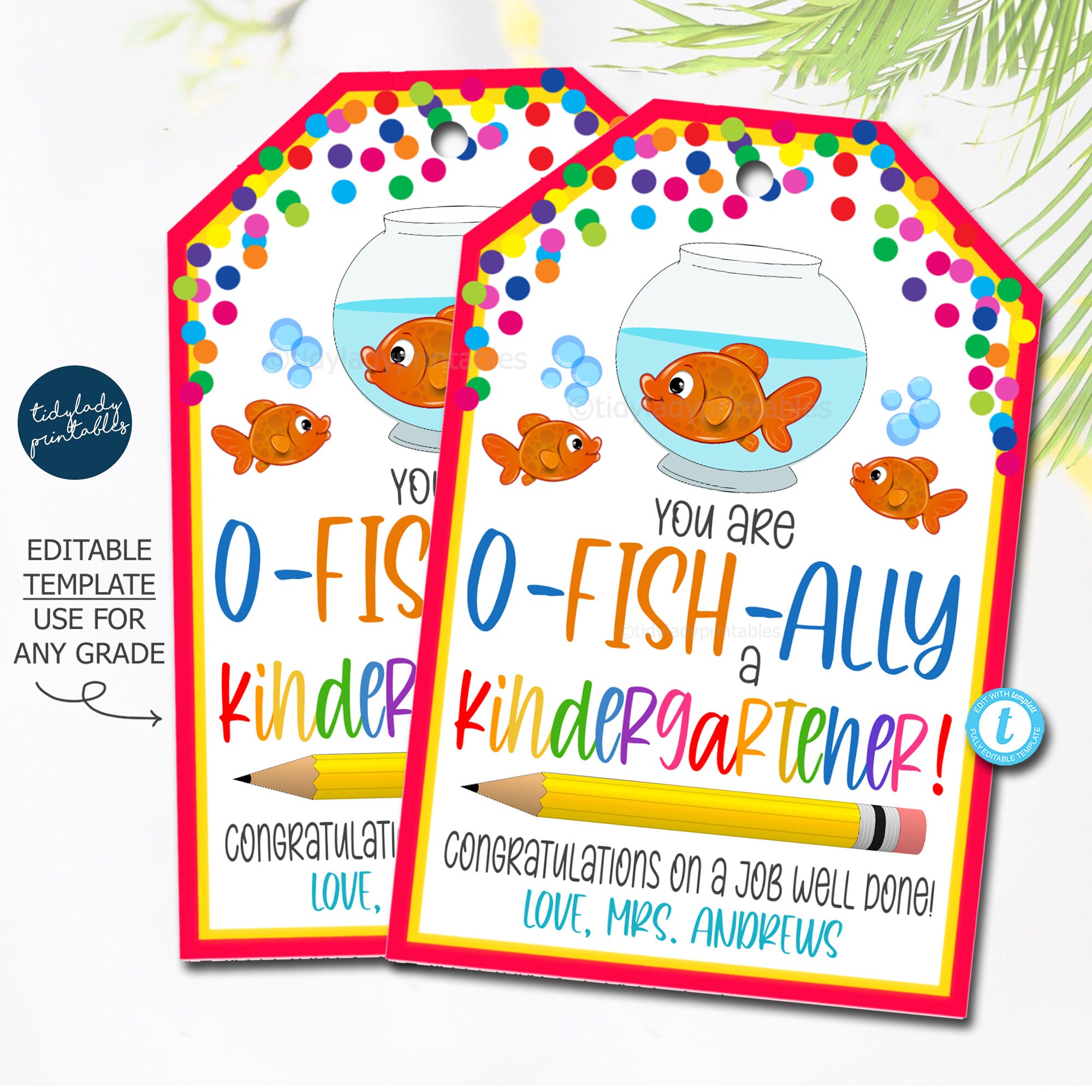 Editable Goldfish School Gift Tags: Back to School Printable (digital ...
