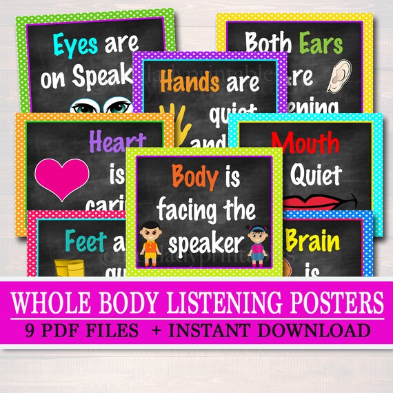 Classroom Decor, Whole Body Listening Poster, Kindergarten, Elementary ...