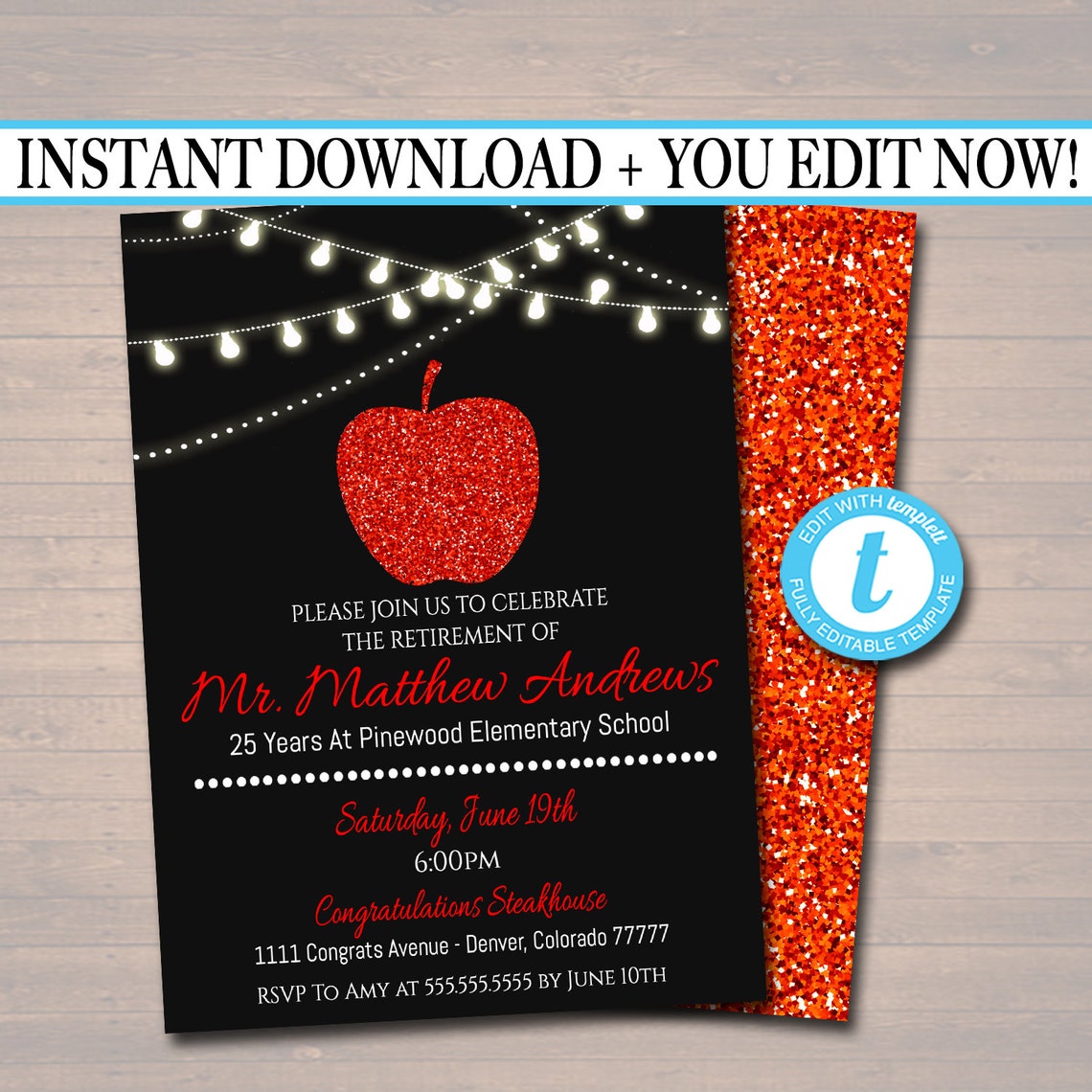 Editable Teacher Retirement Invitation Printable Education - Etsy