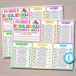 Printable Home School Schedule, Daily Weekly Subject Checklist ...