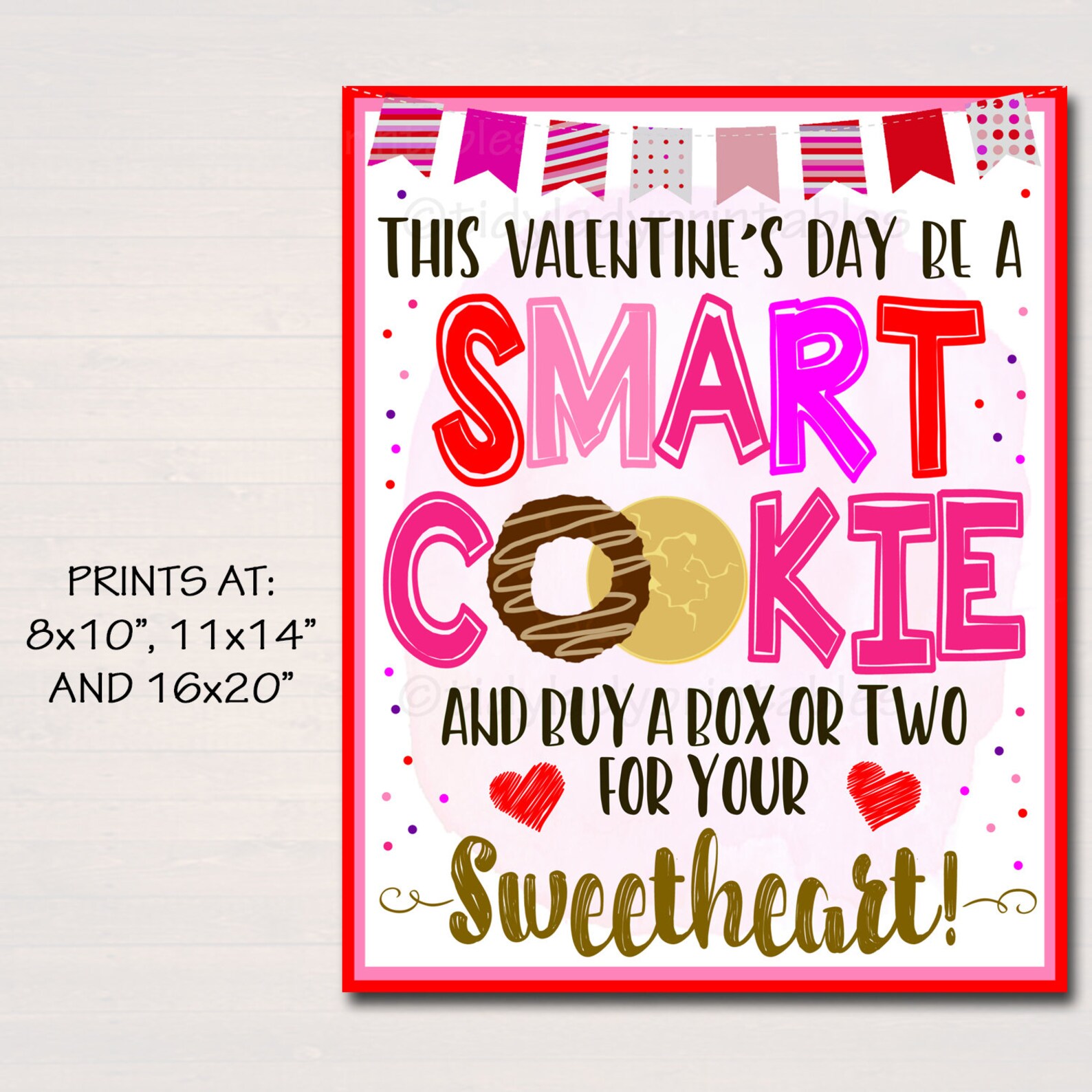 Valentine's Day Cookie Poster Set: Military Fundraiser, Sweet Treat ...