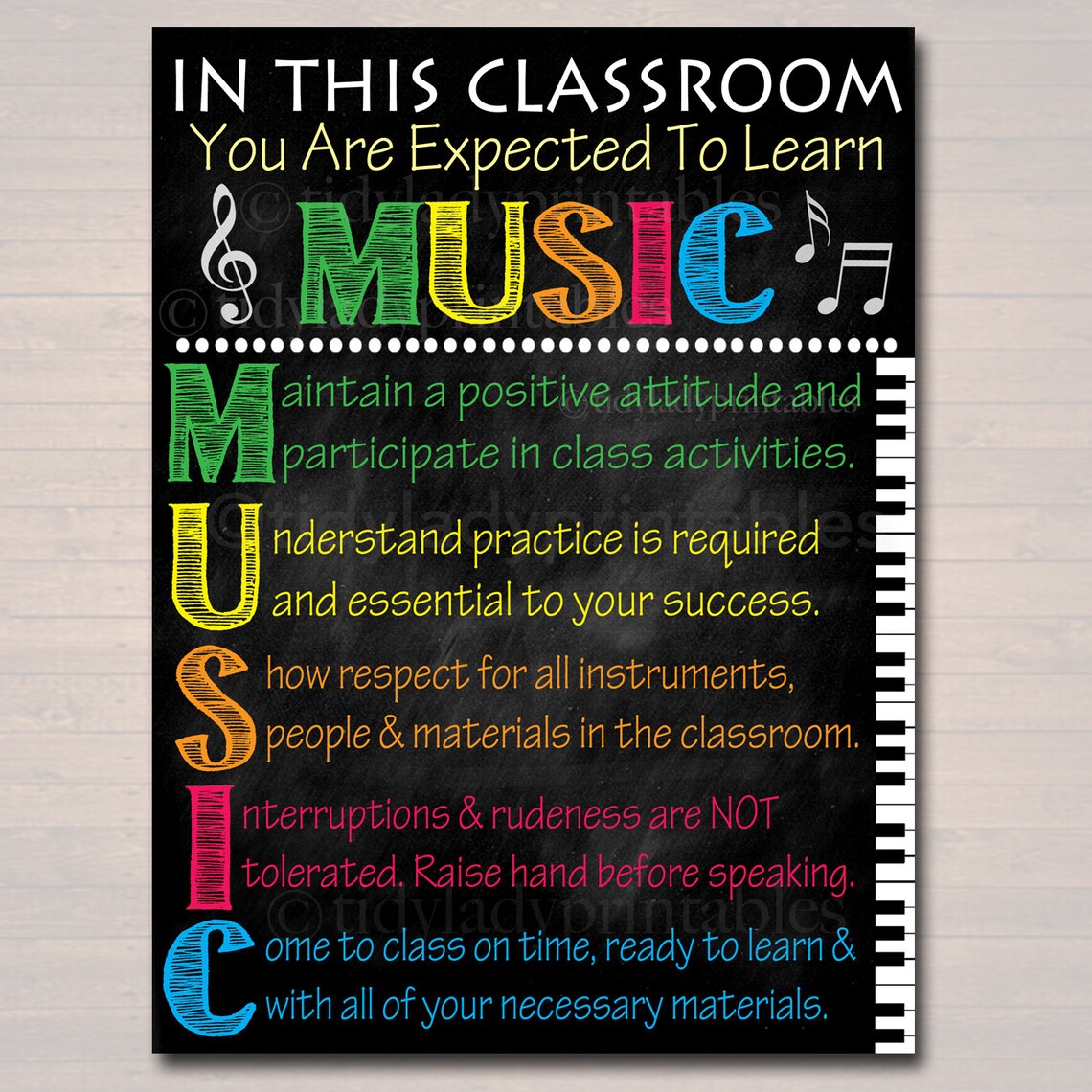Music Classroom Rules Poster: Colorful Decor (digital Download) - Etsy