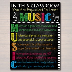 MUSIC Classroom Poster, Music Classroom Decor, Classroom Rules Poster ...