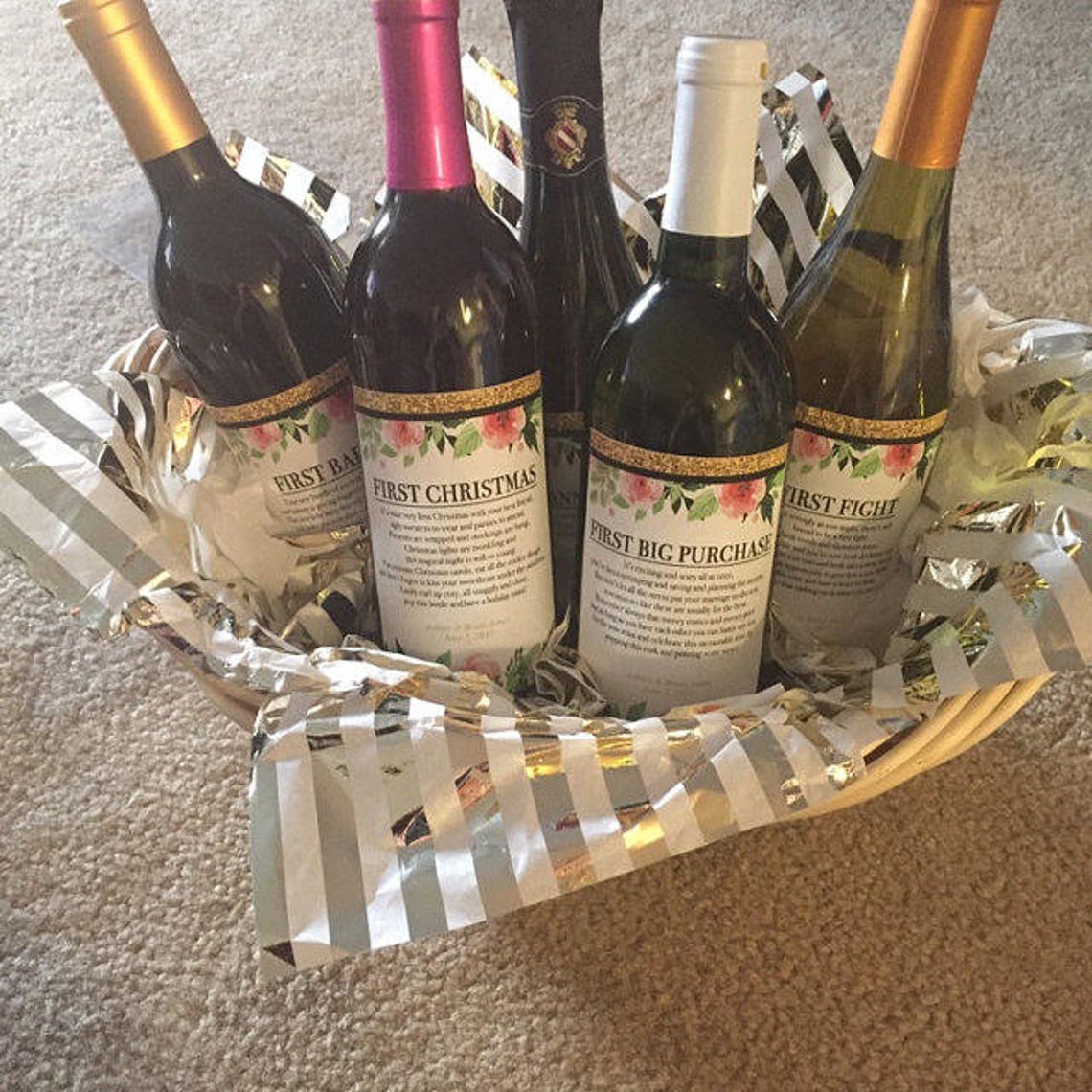 EDITABLE Marriage Firsts Wine Labels Printable Wine Label | Etsy