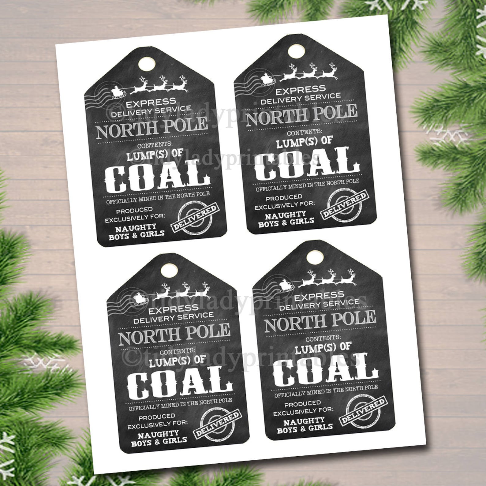 Christmas Gift Tag Lump of Coal North Pole Delivery - Etsy