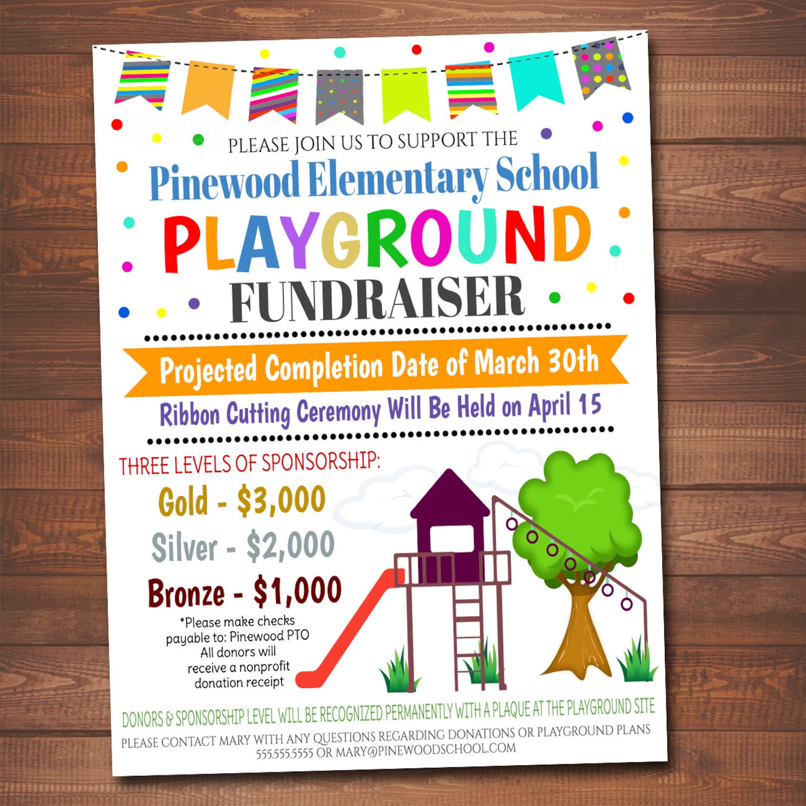 Playground Fundraiser Flyer: Editable School Event (instant Download ...