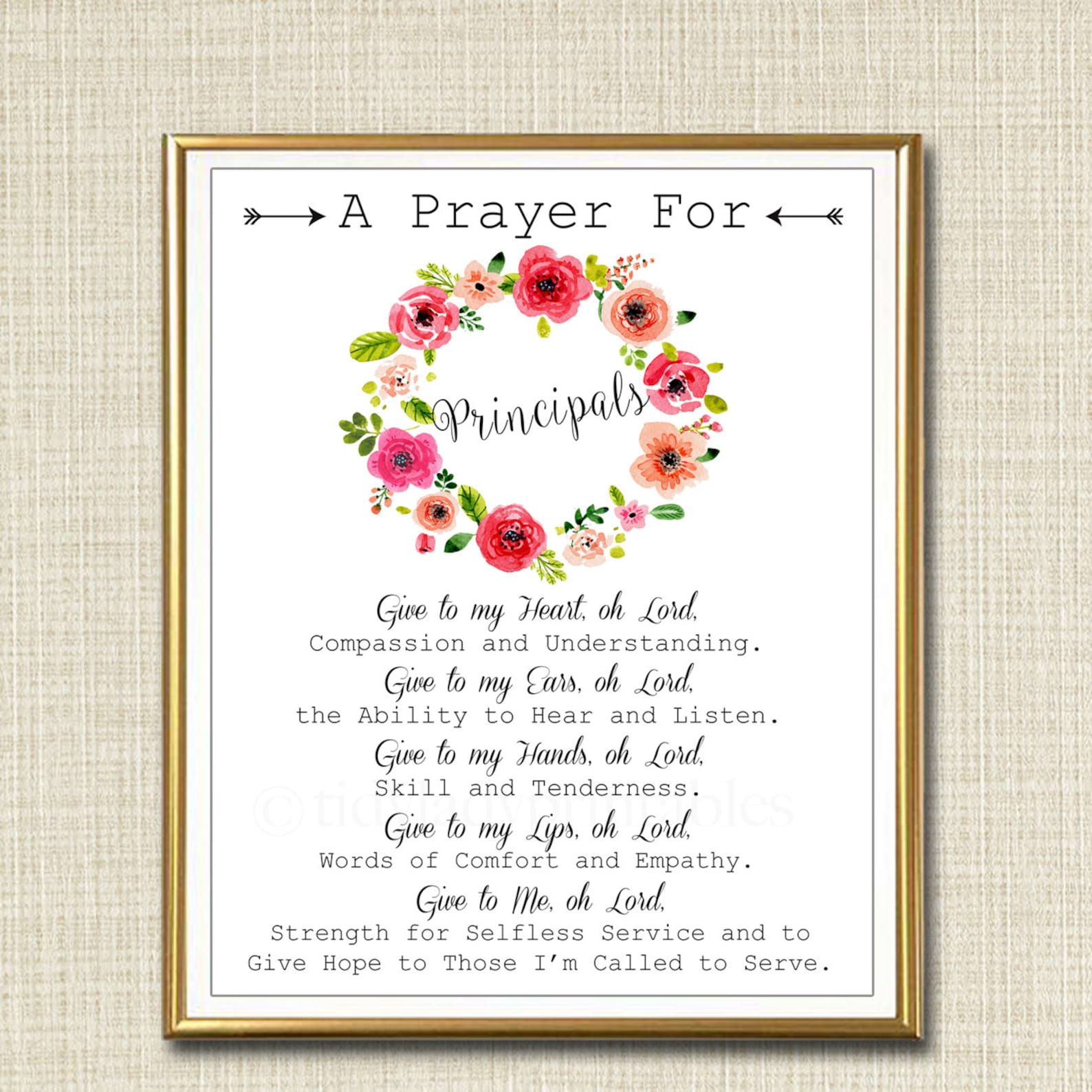 Principal Prayer Art School Educator Teacher Gift Floral - Etsy