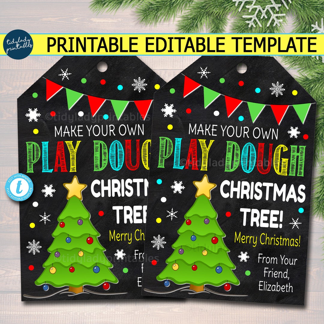 Make Your Own Play Dough Christmas Tree Gift Tags, Printable Classroom ...
