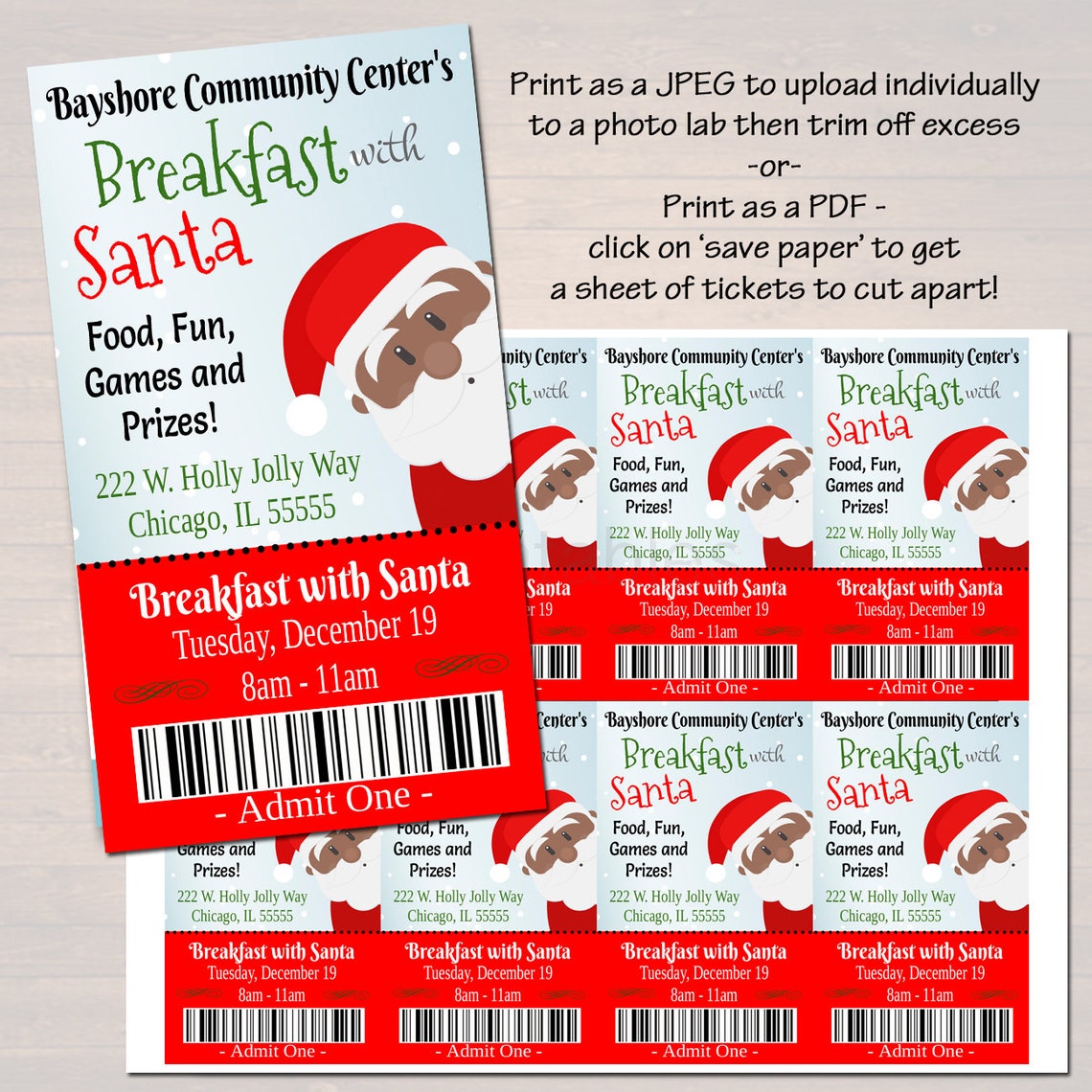 EDITABLE Breakfast With Santa Flyer & Tickets Breakfast With - Etsy