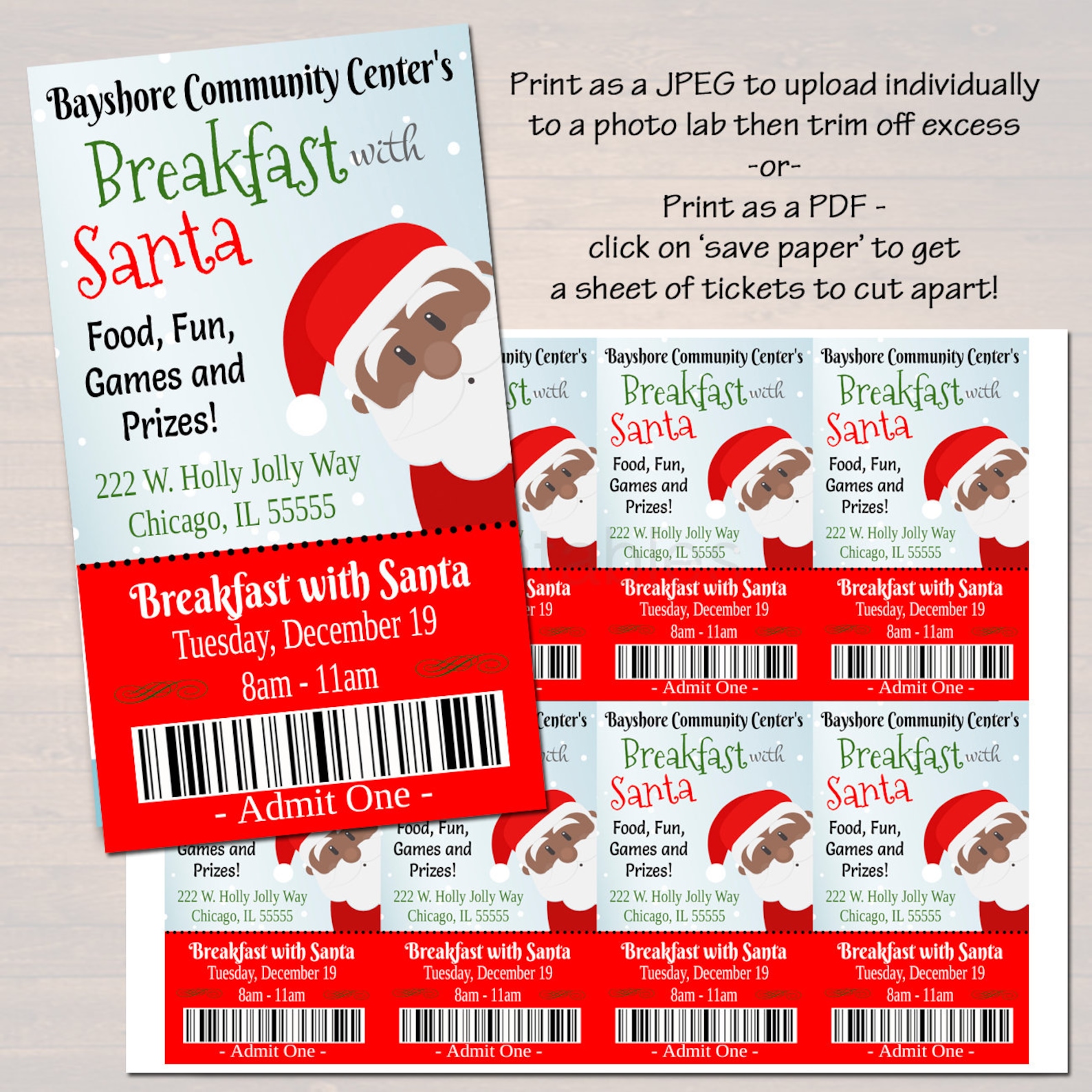 EDITABLE Breakfast With Santa Flyer & Tickets Breakfast With - Etsy