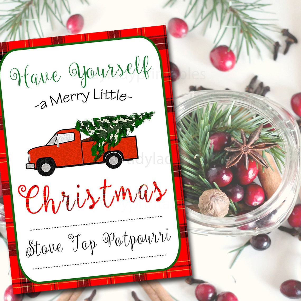 Christmas Red Truck Gift Tags Flannel Plaid Christmas Cards - Etsy