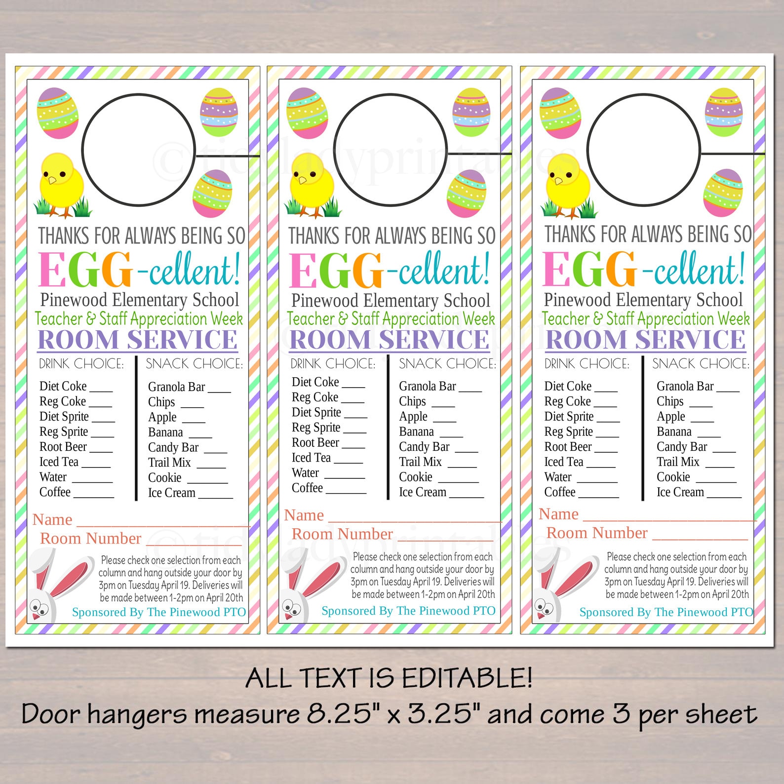 Easter Room Service Door Hanger: Teacher Staff Appreciation (instant ...