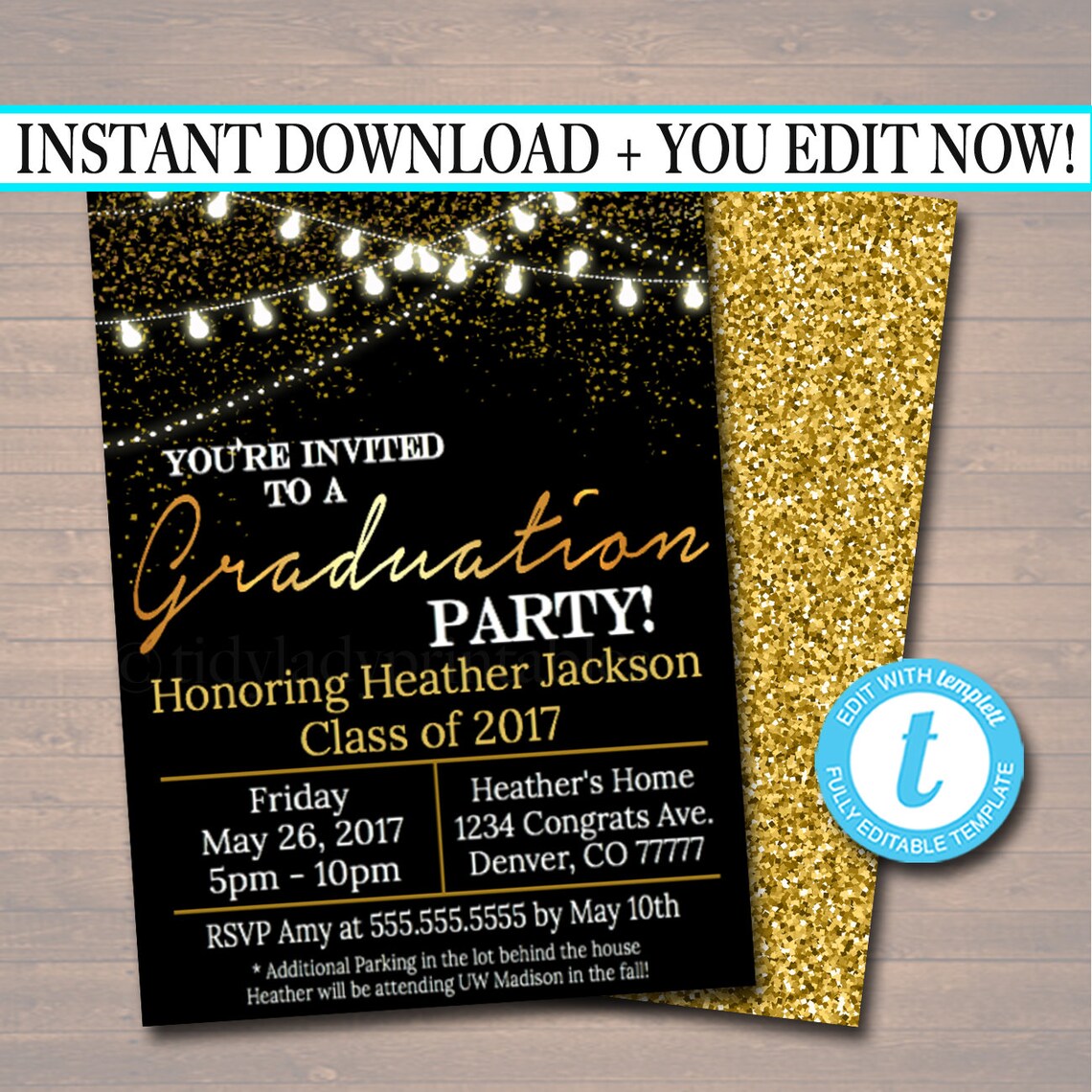 EDITABLE Graduation Party Invitation High School Graduation - Etsy