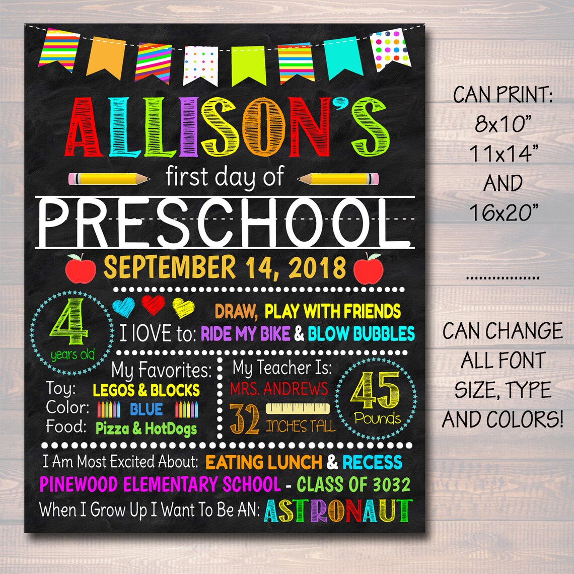 First Day of School Sign Back to School Chalkboard Poster | Etsy