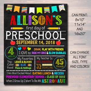 First Day of School Sign, Back to School Chalkboard Poster ...