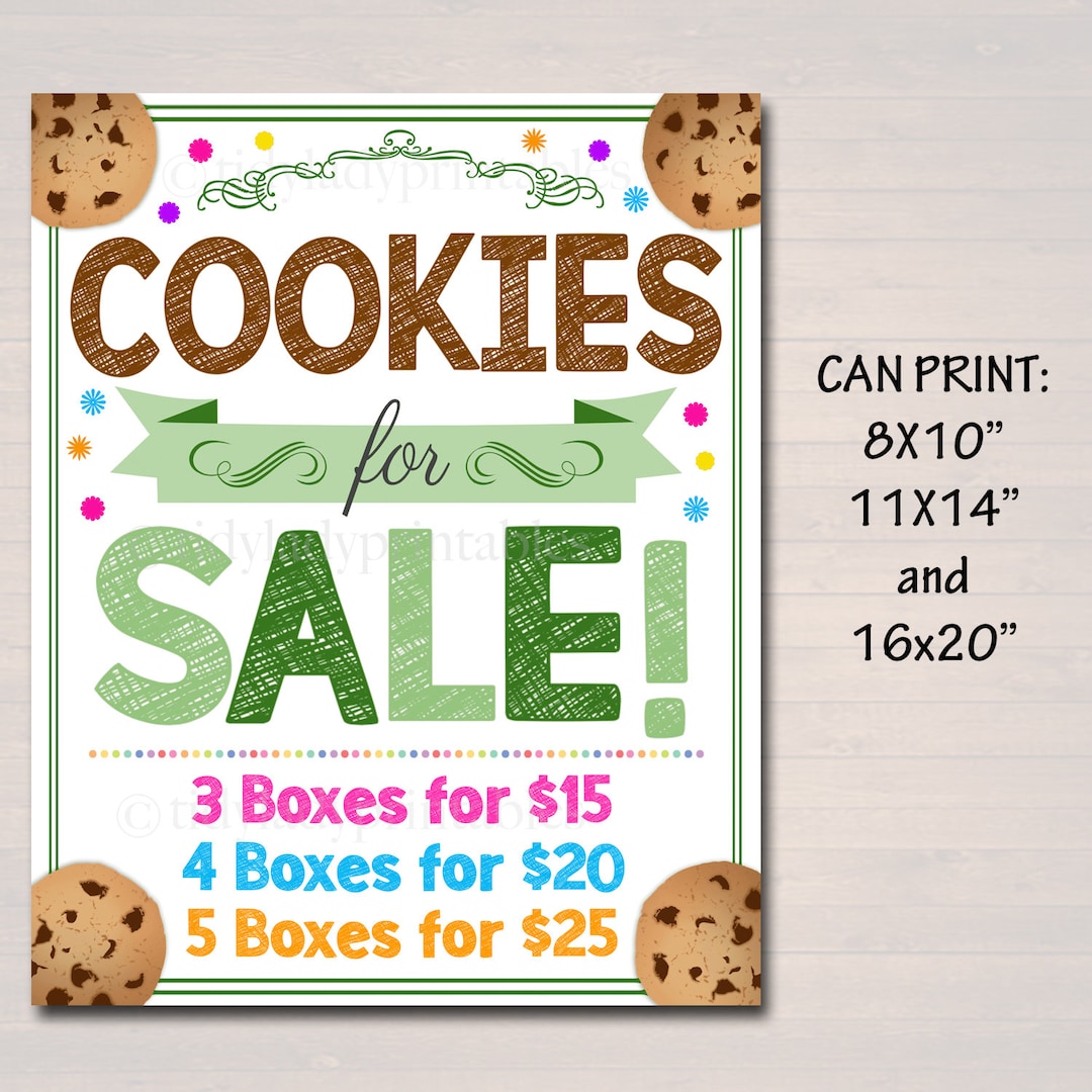 Cookie Booth Price Sign, Stop Cookies for Sale! Printable Cookie Drop ...