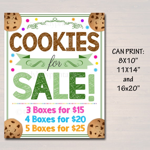 Cookie Booth Price Sign, Stop Cookies For Sale! Printable Cookie Drop ...