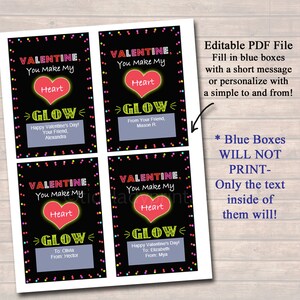 EDITABLE Valentine's Day Glow Stick Tags, INSTANT DOWNLOAD, Printable ...