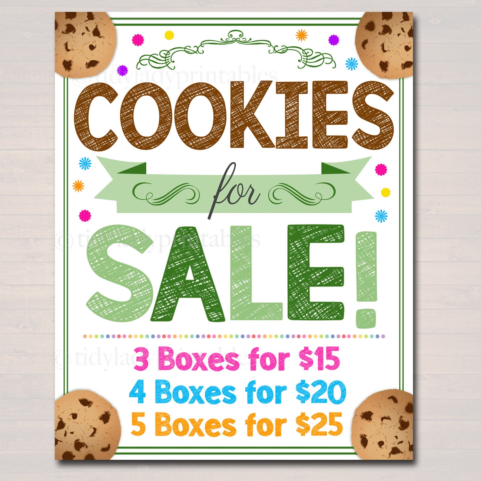Cookie Booth Price Sign Stop Cookies for Sale Printable - Etsy